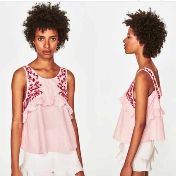 Zara | Tops | Zara Stripped Ruffled Blouse | Poshmark